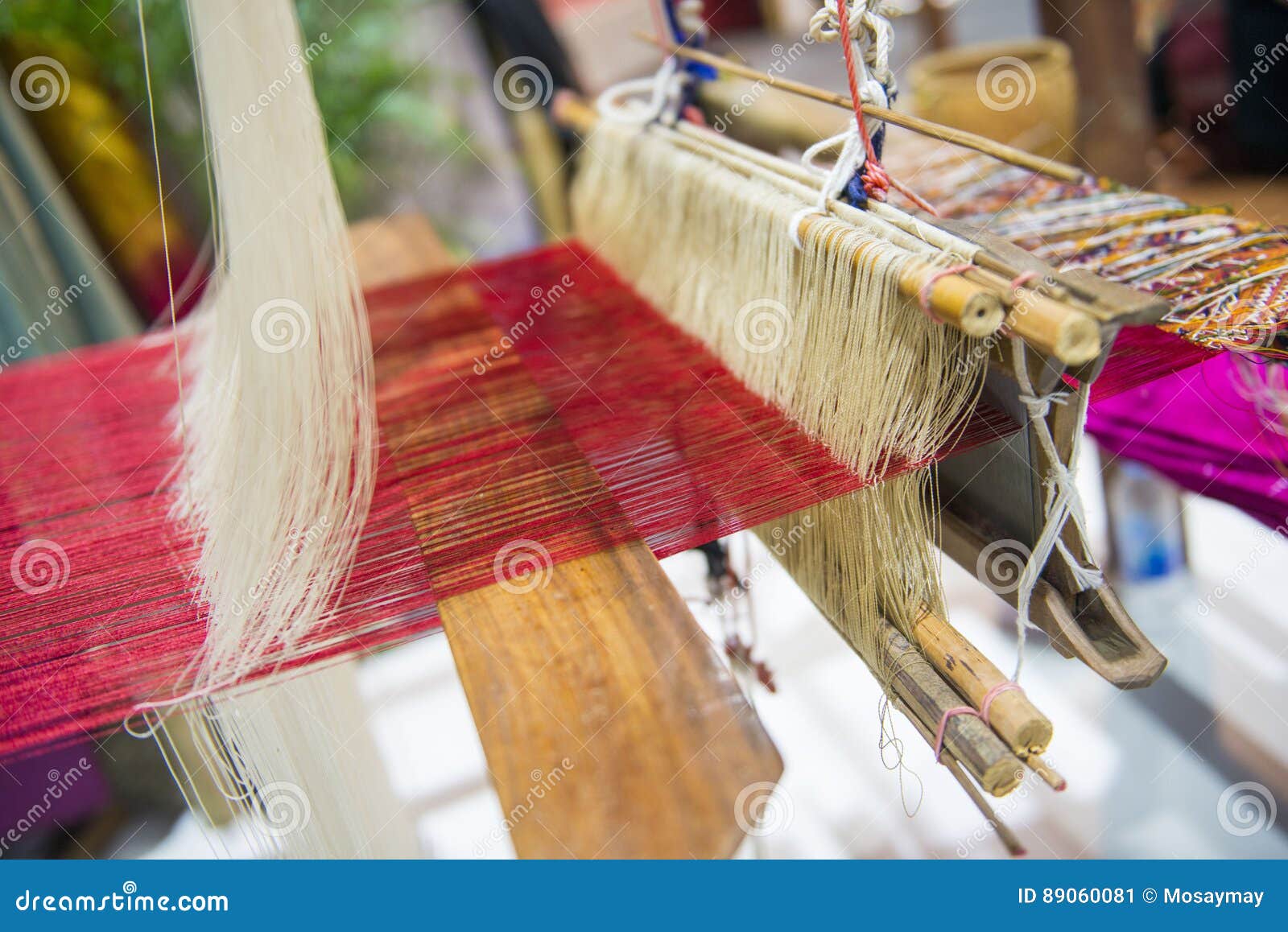 Beautiful Thai Silk Made from Loom Stock Image - Image of silk, loom ...