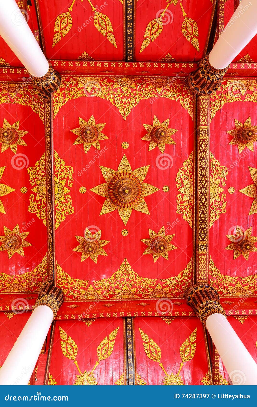 Beautiful Thai Style Decoration on the Ceiling of the Temple of ...
