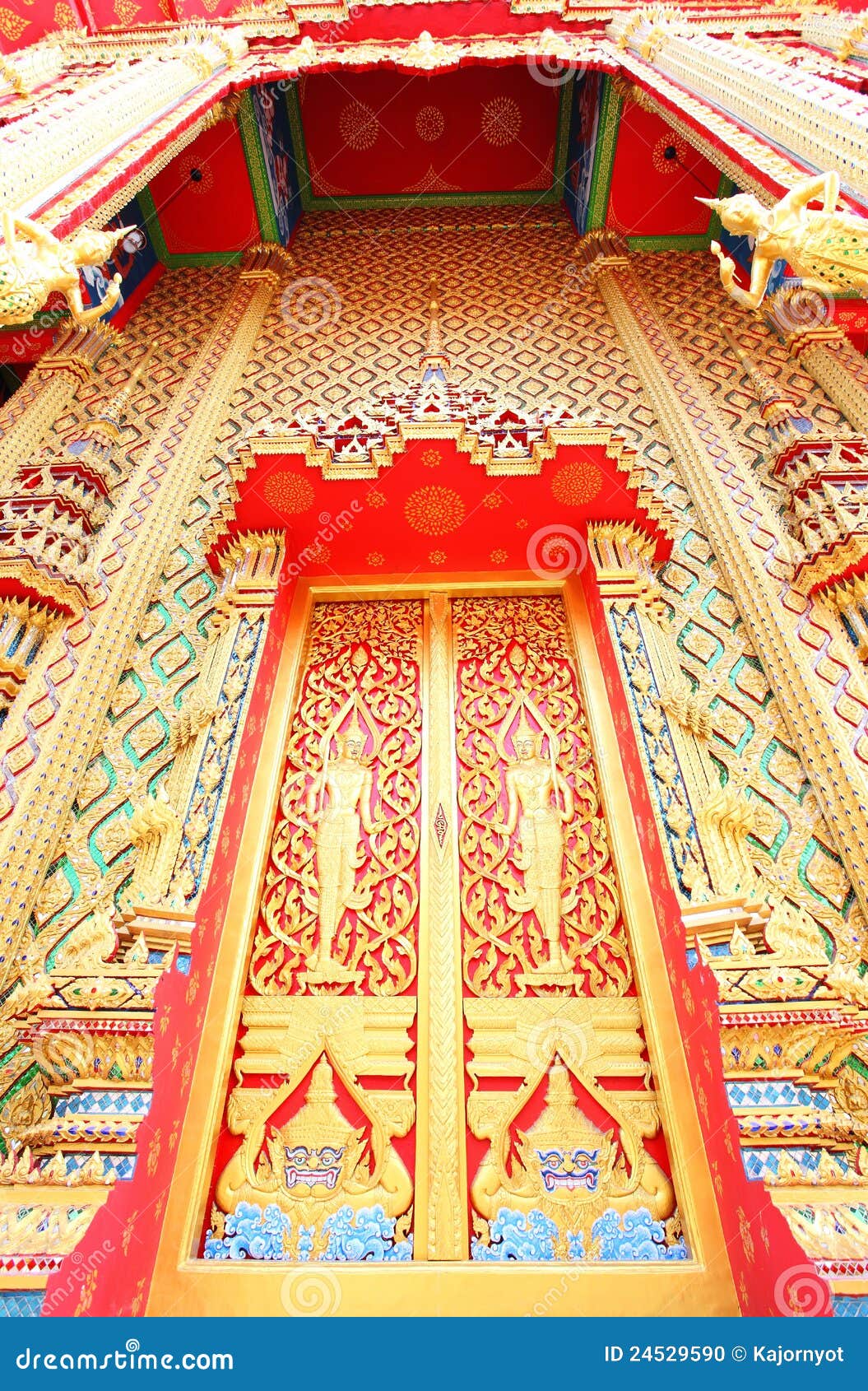 Beautiful Thai temple gate stock photo. Image of door - 24529590