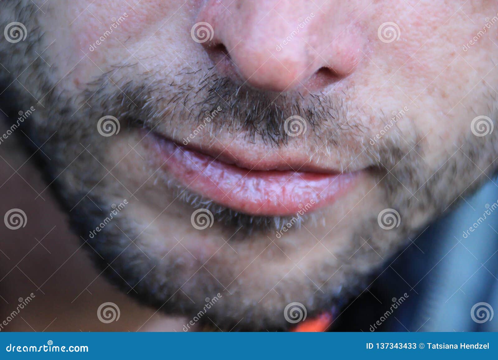 Beautiful Thin Men`s Lips and Light Unshaven Face Close Stock Image ...