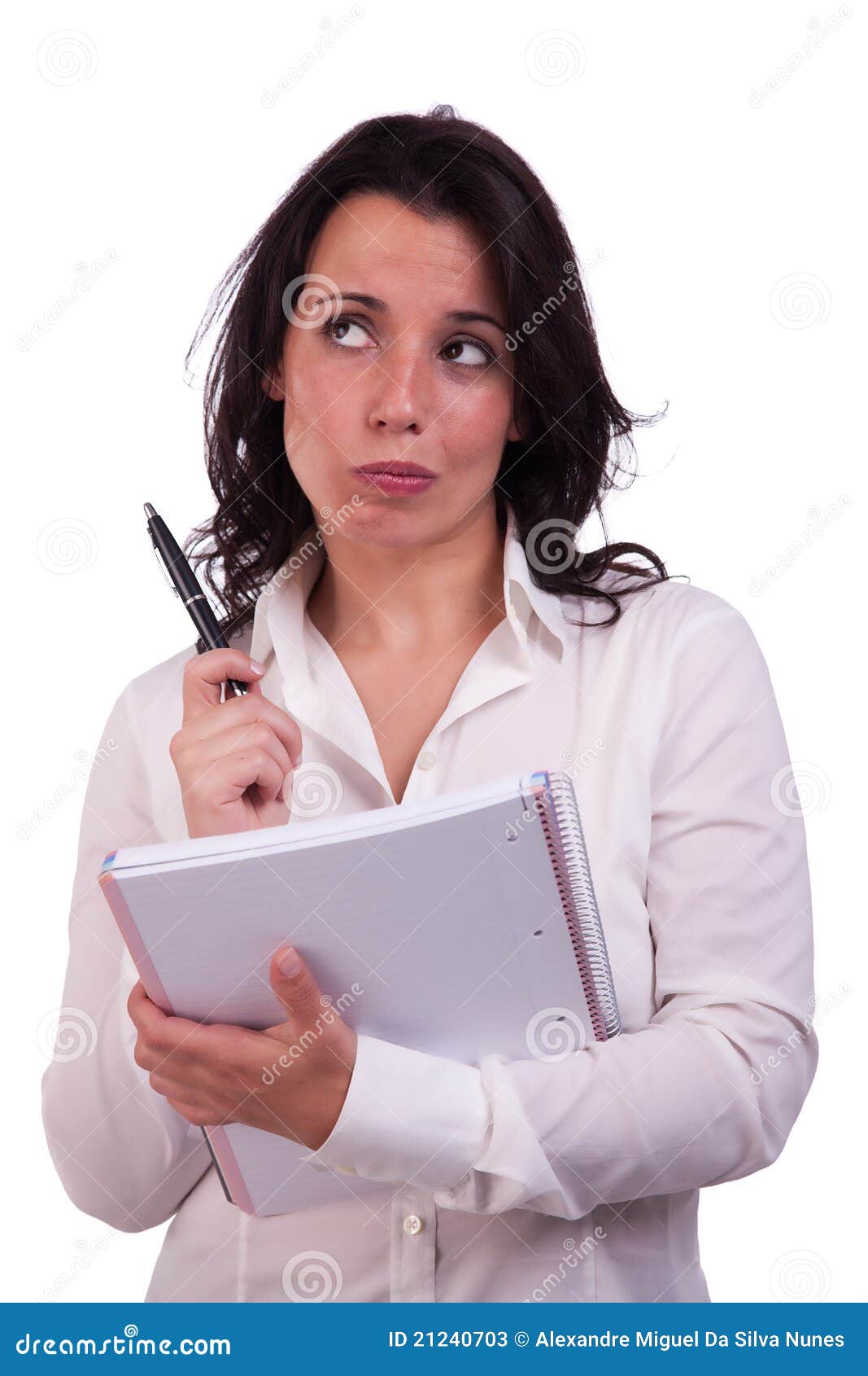 Beautiful and Thinking Businesswoman Taking Notes Stock Image - Image ...