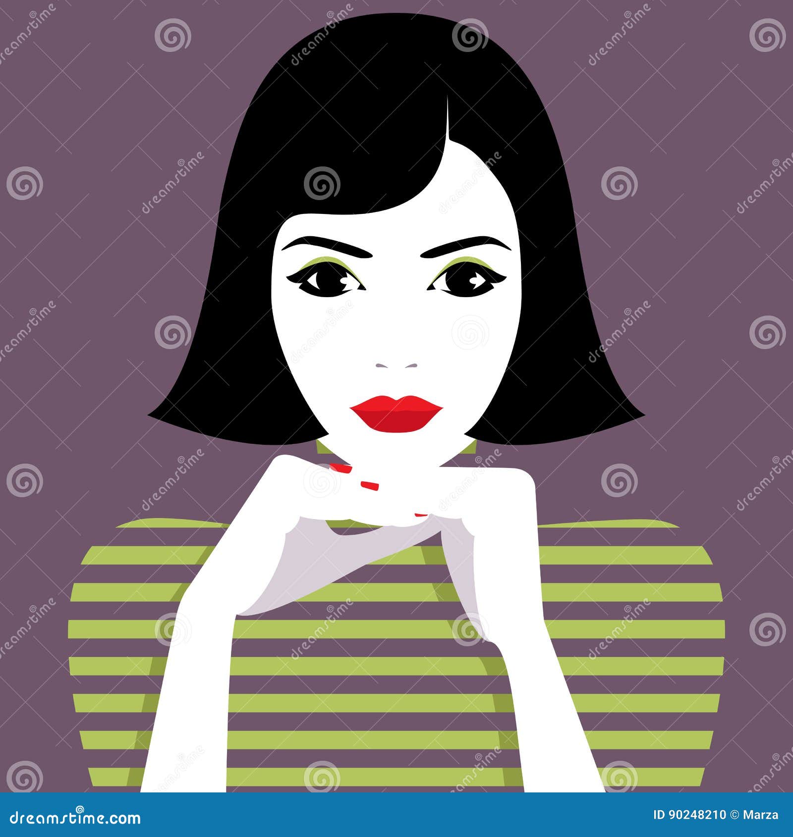 Beautiful thinking girl stock vector. Illustration of face - 90248210