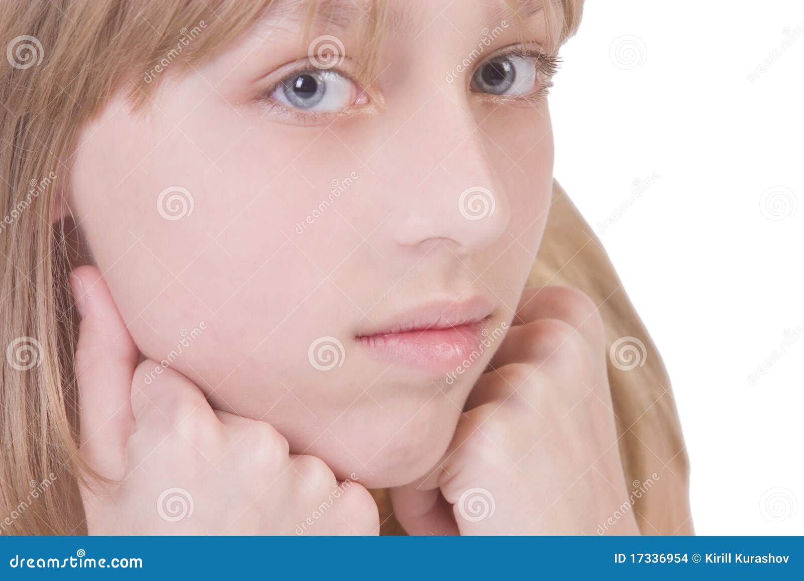 Beautiful Thoughtful Blonde Girl Stock Photo - Image of dream, hand ...