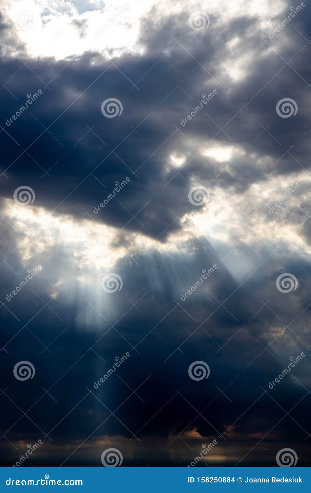 Threatening Dramatic Sky with Dark Clouds and Rays of Summer Sun Stock ...