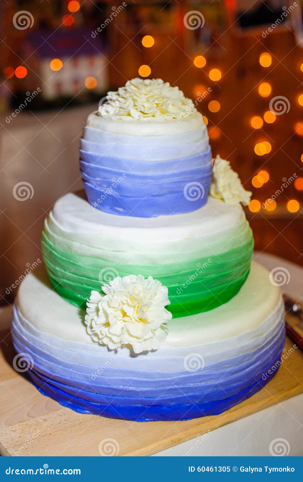 Beautiful Three-layer Wedding Cake on the Table Stock Image - Image of ...