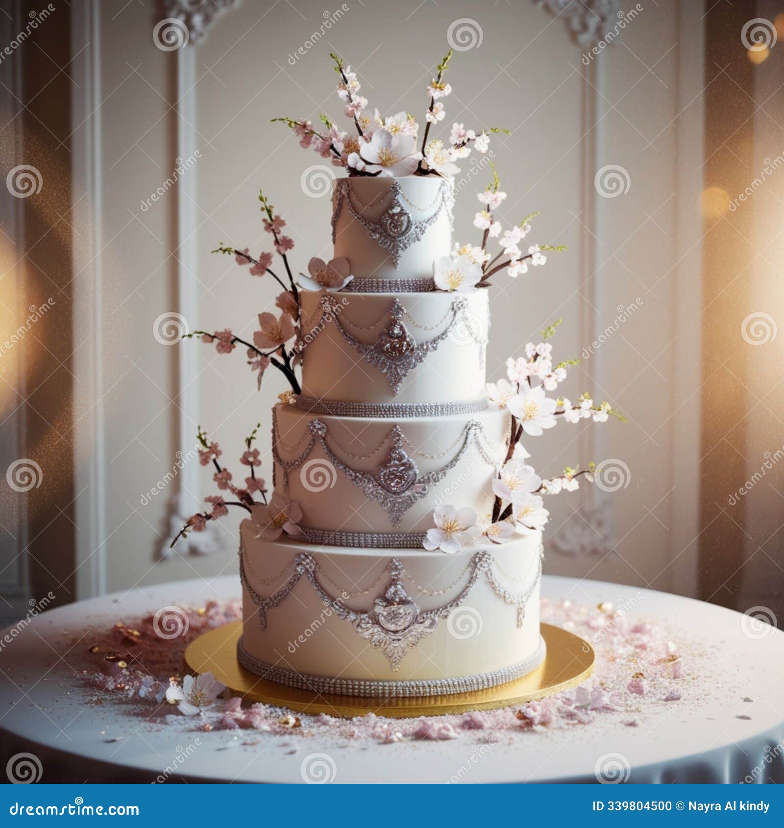 A Beautiful Three Layers of Cake with Aesthetic Decorations Stock Photo ...