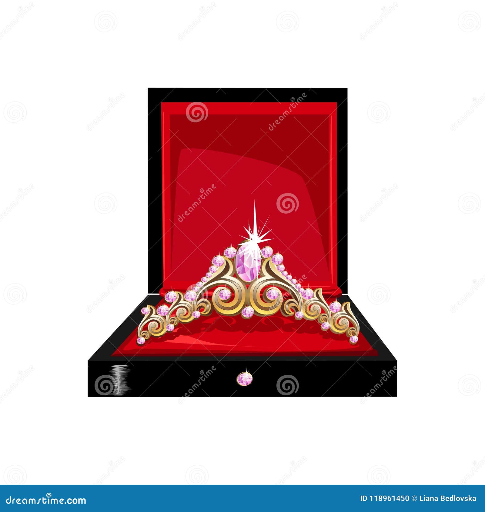 Beautiful Tiara in a Gift Box Stock Vector - Illustration of accessory ...