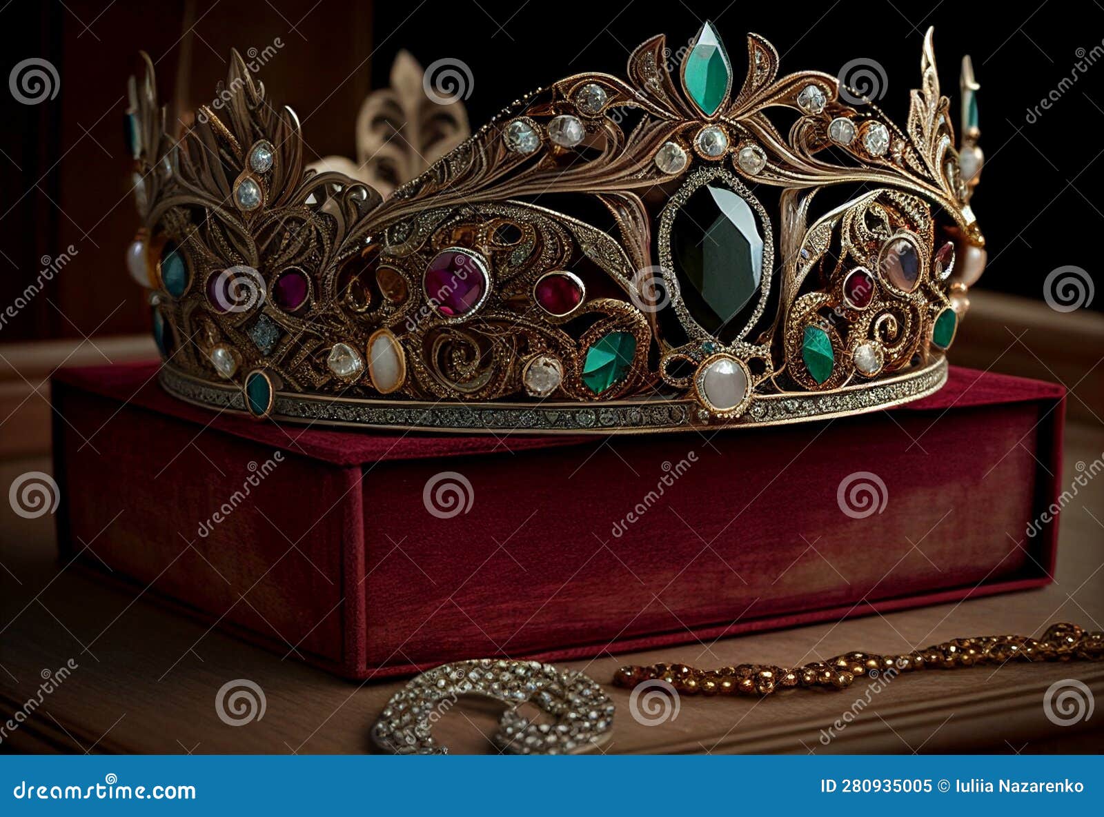 Beautiful Tiara with Precious Stones in a Box. AI Generated Stock ...