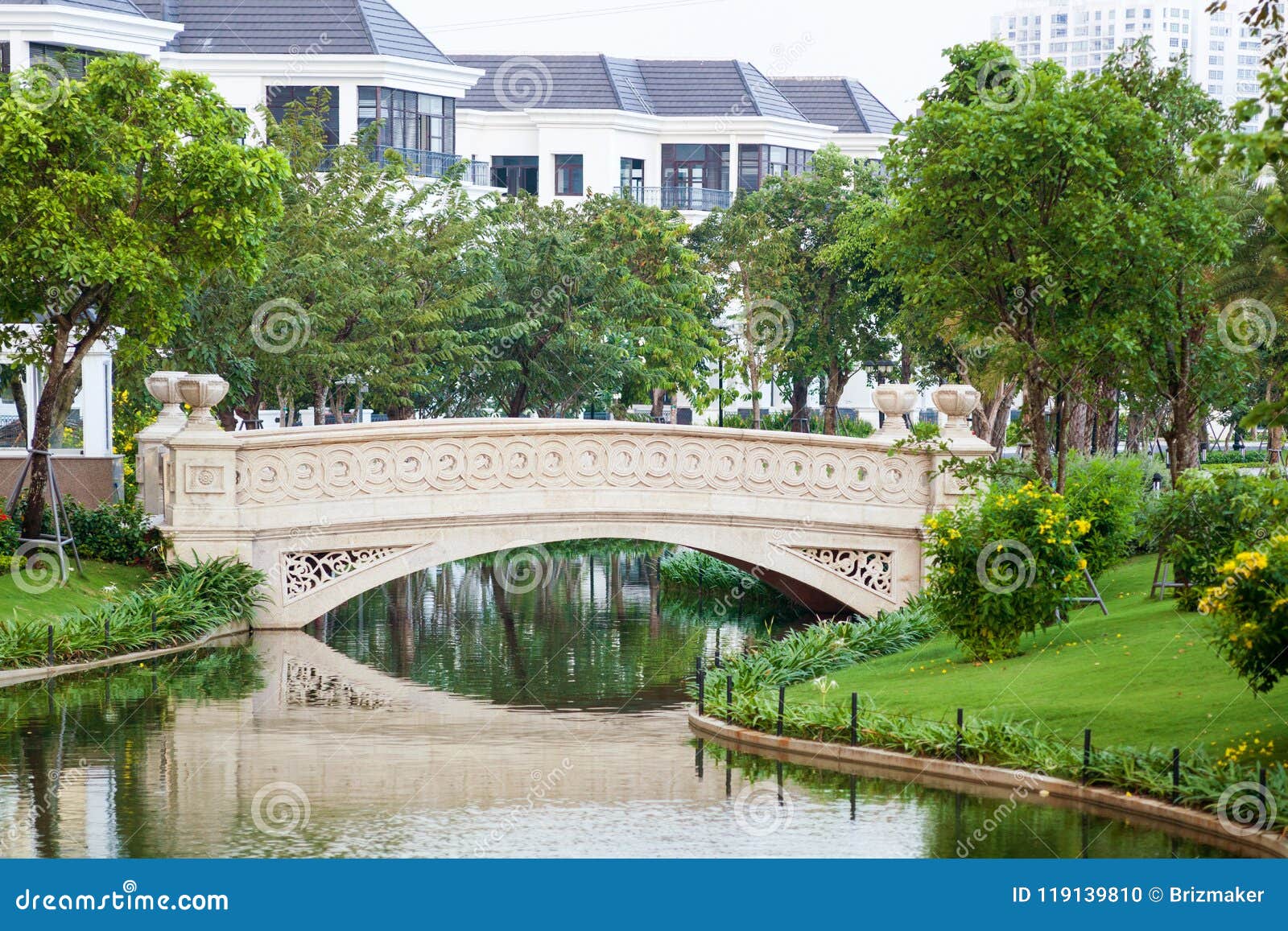 Beautiful Tiny Concrete Bridge Over the Small River. Stock Photo ...