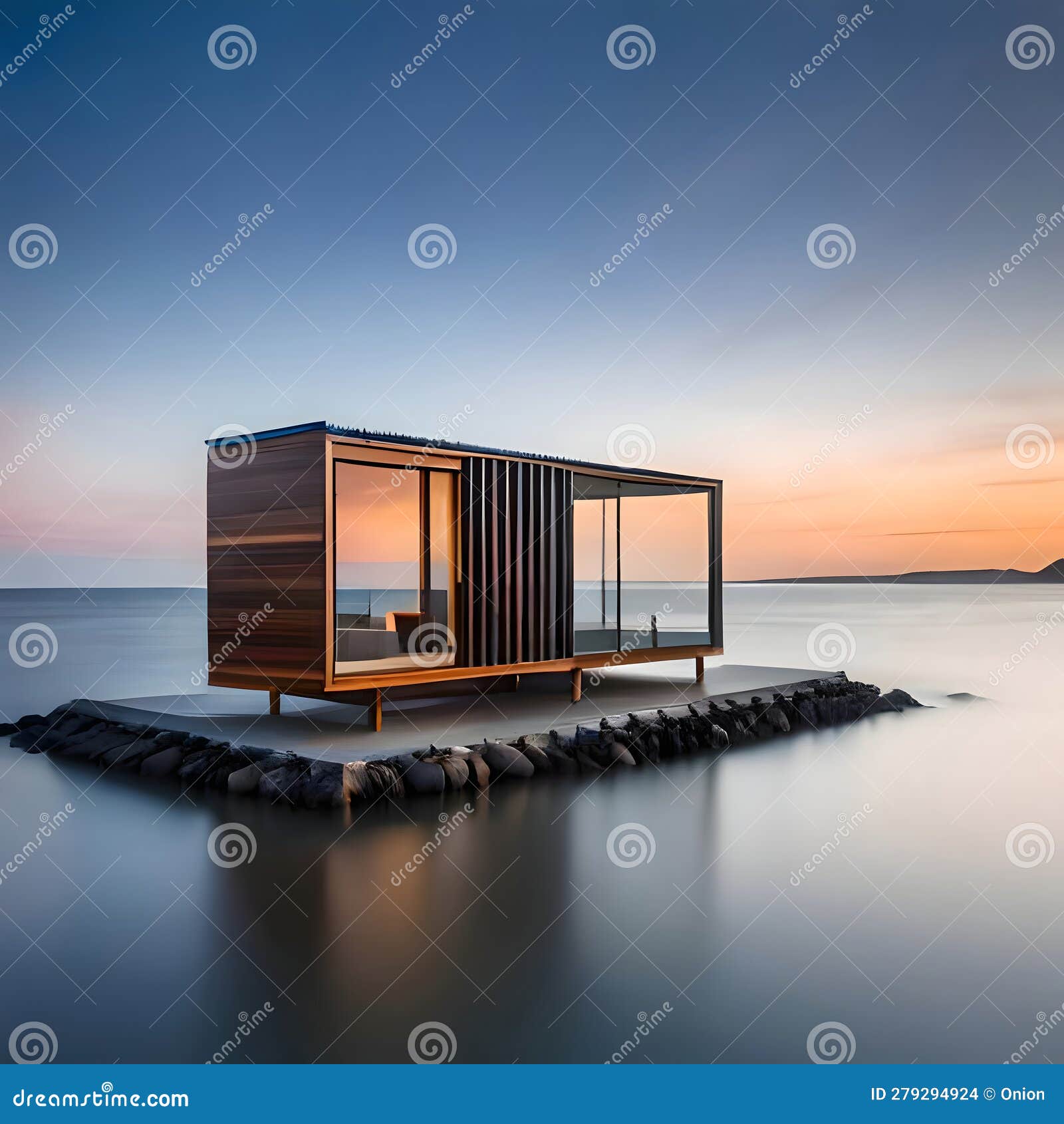 Beautiful Tiny House on a Boat - Ai Generated Image Stock Illustration ...