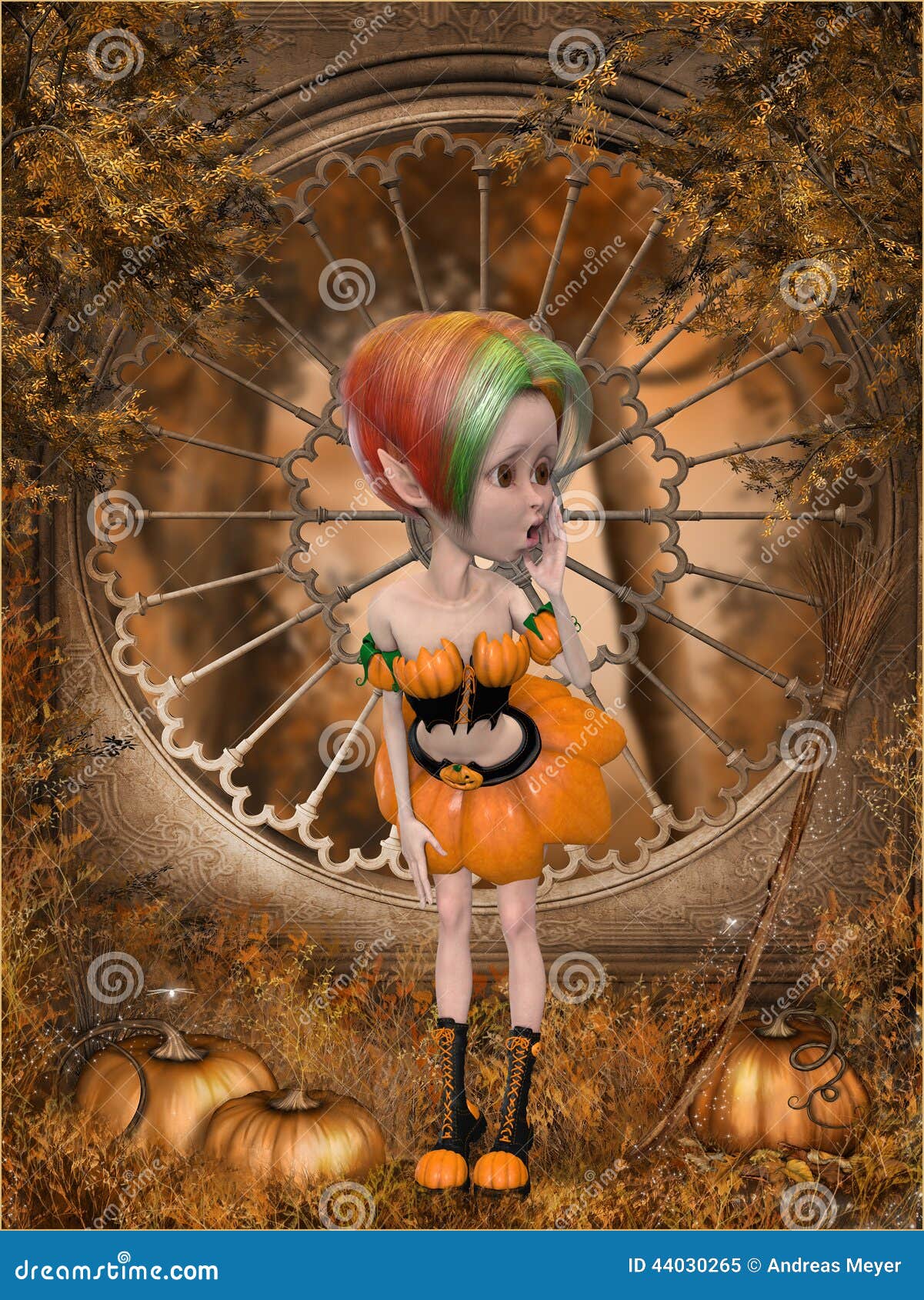 Beautiful Toon Pumpkin Girl Stock Illustration - Illustration of female ...