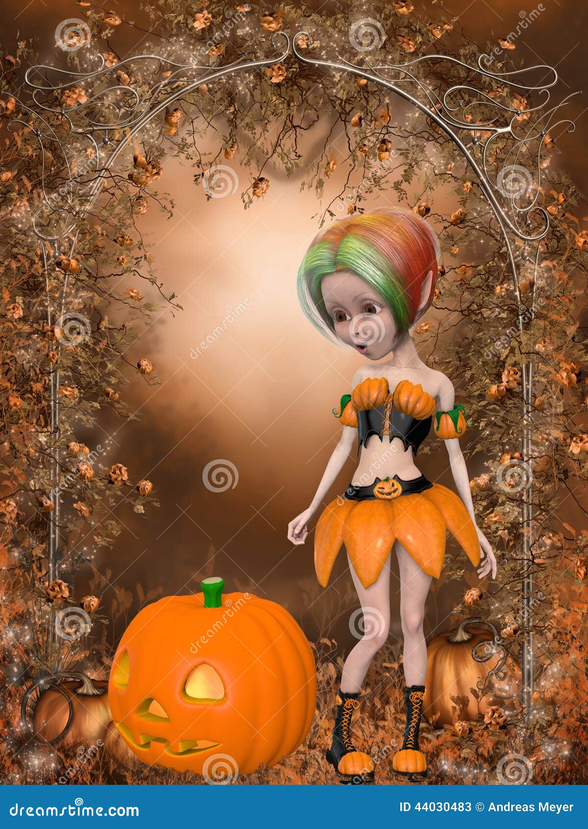 Beautiful Toon Pumpkin Girl Stock Illustration - Illustration of ...