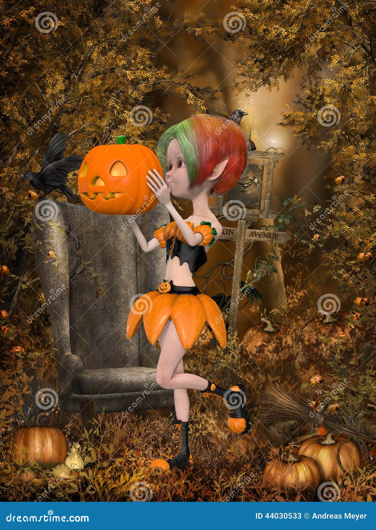 Beautiful Toon Pumpkin Girl Stock Illustration - Illustration of ...