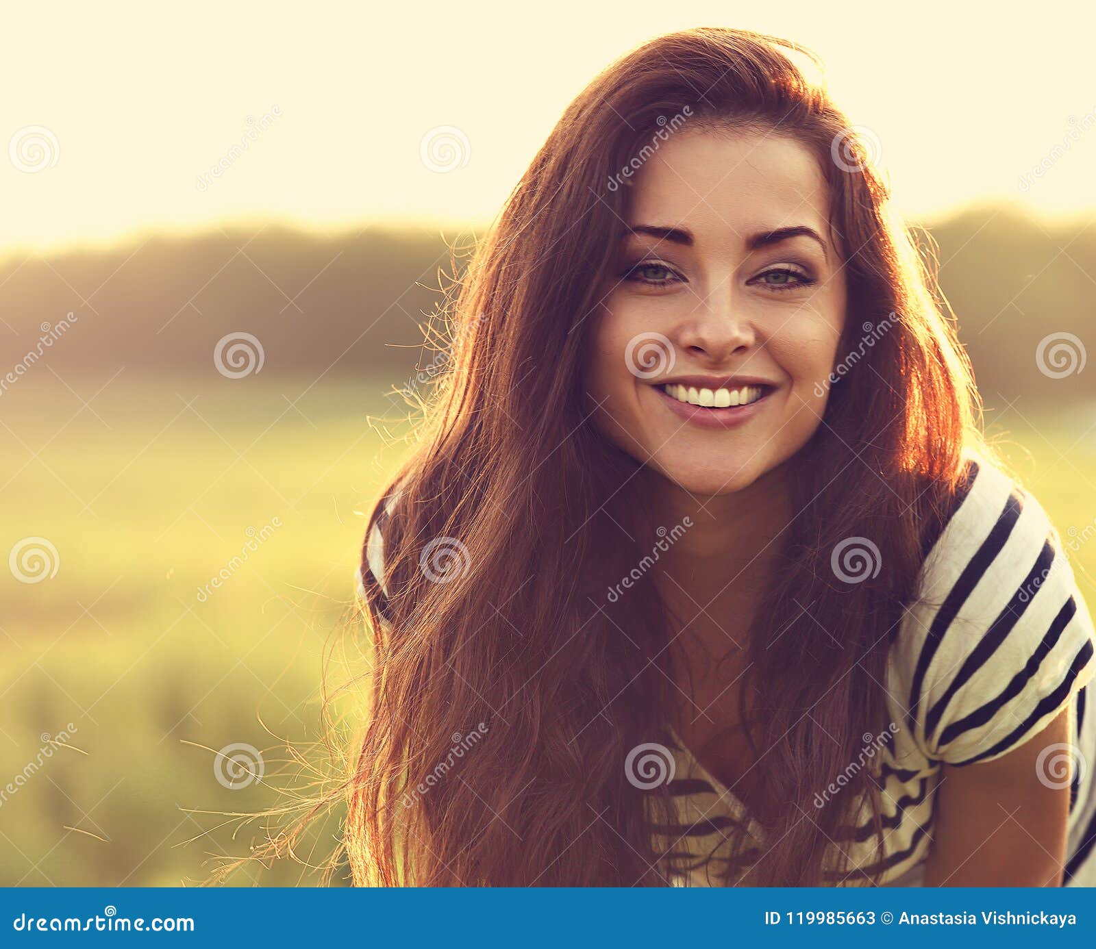 Beautiful Toothy Smiling Young Woman Looking Happy with Long Ama Stock ... Beautiful Toothy Smiling Young Woman Looking Happy with Long Ama Stock ...