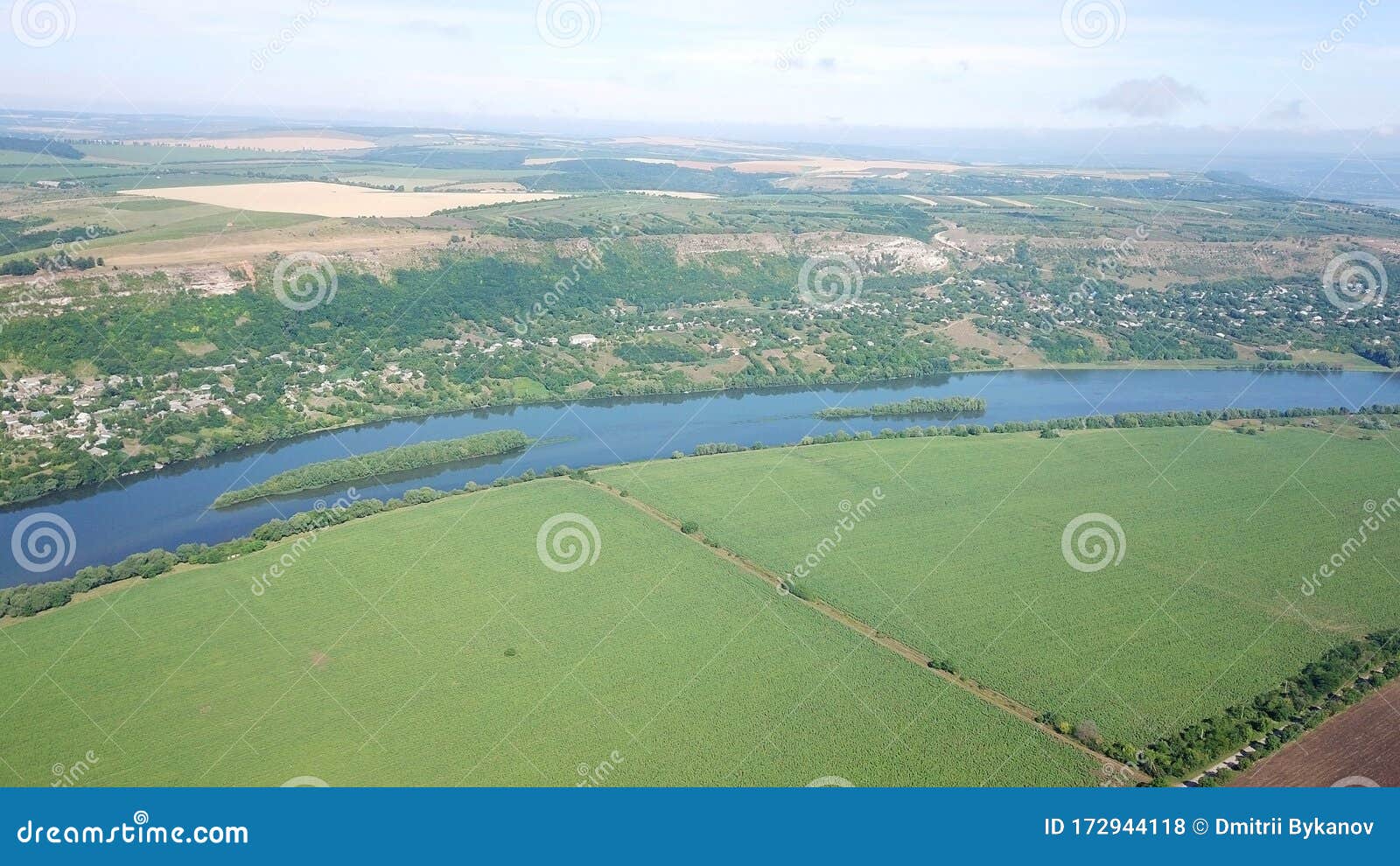 Beautiful Top View of the Field and the River Stock Photo - Image of ...