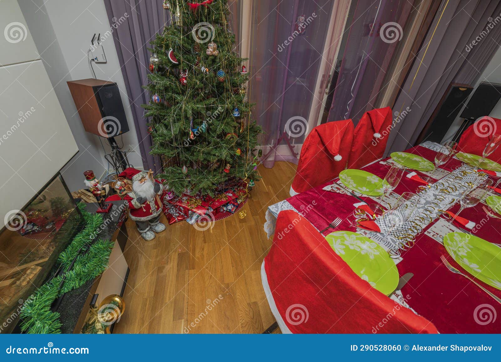 Beautiful Top View Interior of Room Decoration and Served Table ...