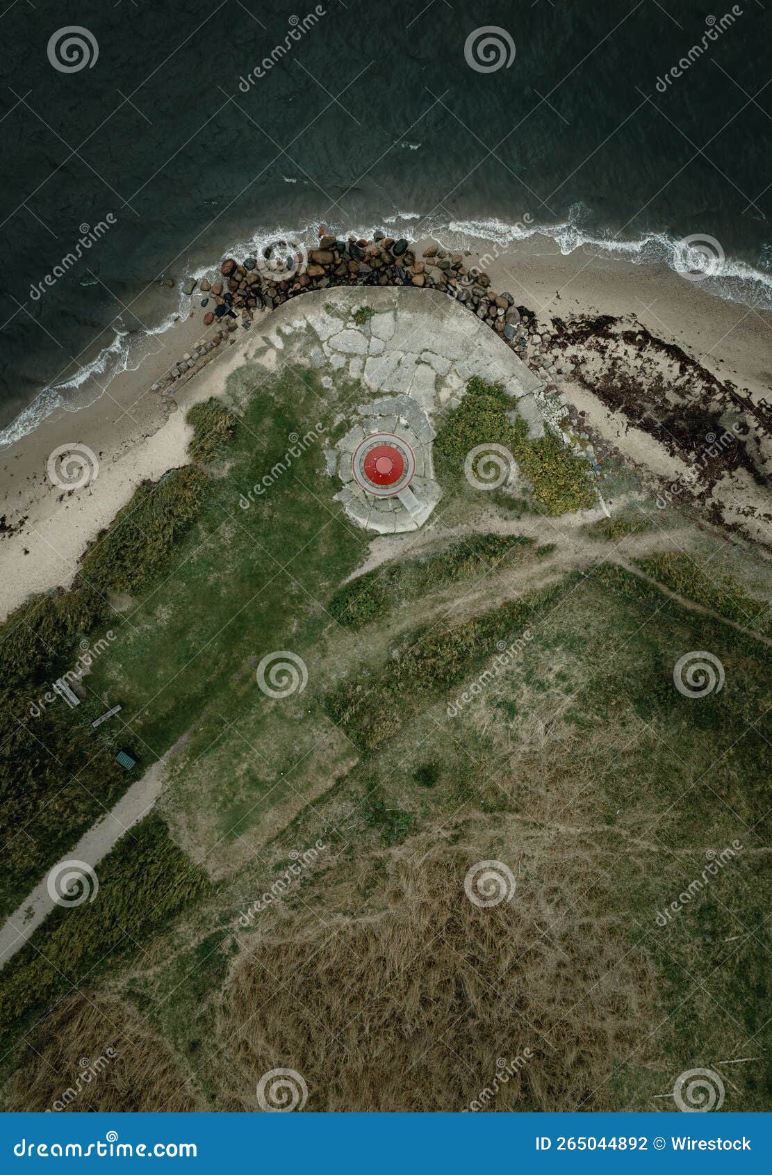 Beautiful Top View of a Lighthouse on an Island with Rocky Shore Stock ...