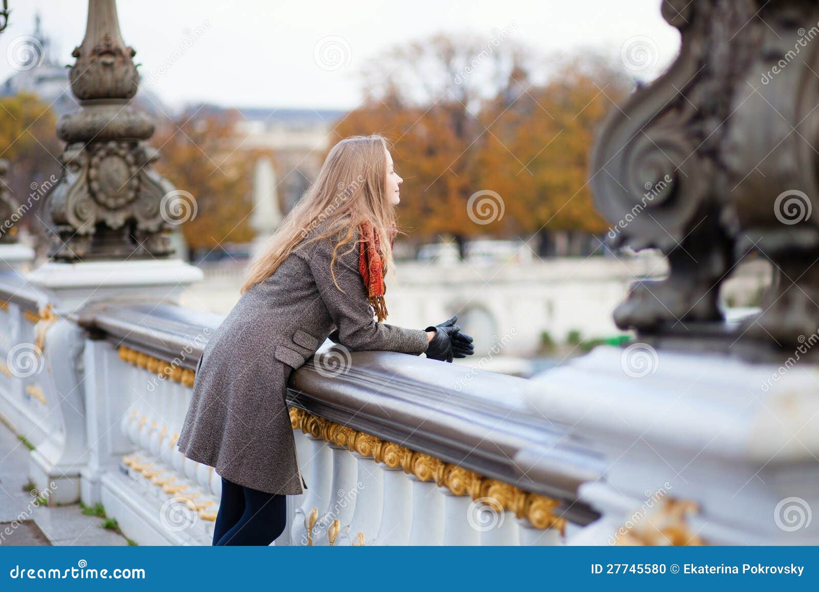 Beautiful Tourist in Paris on a Fall or Spring Day Stock Photo - Image ...
