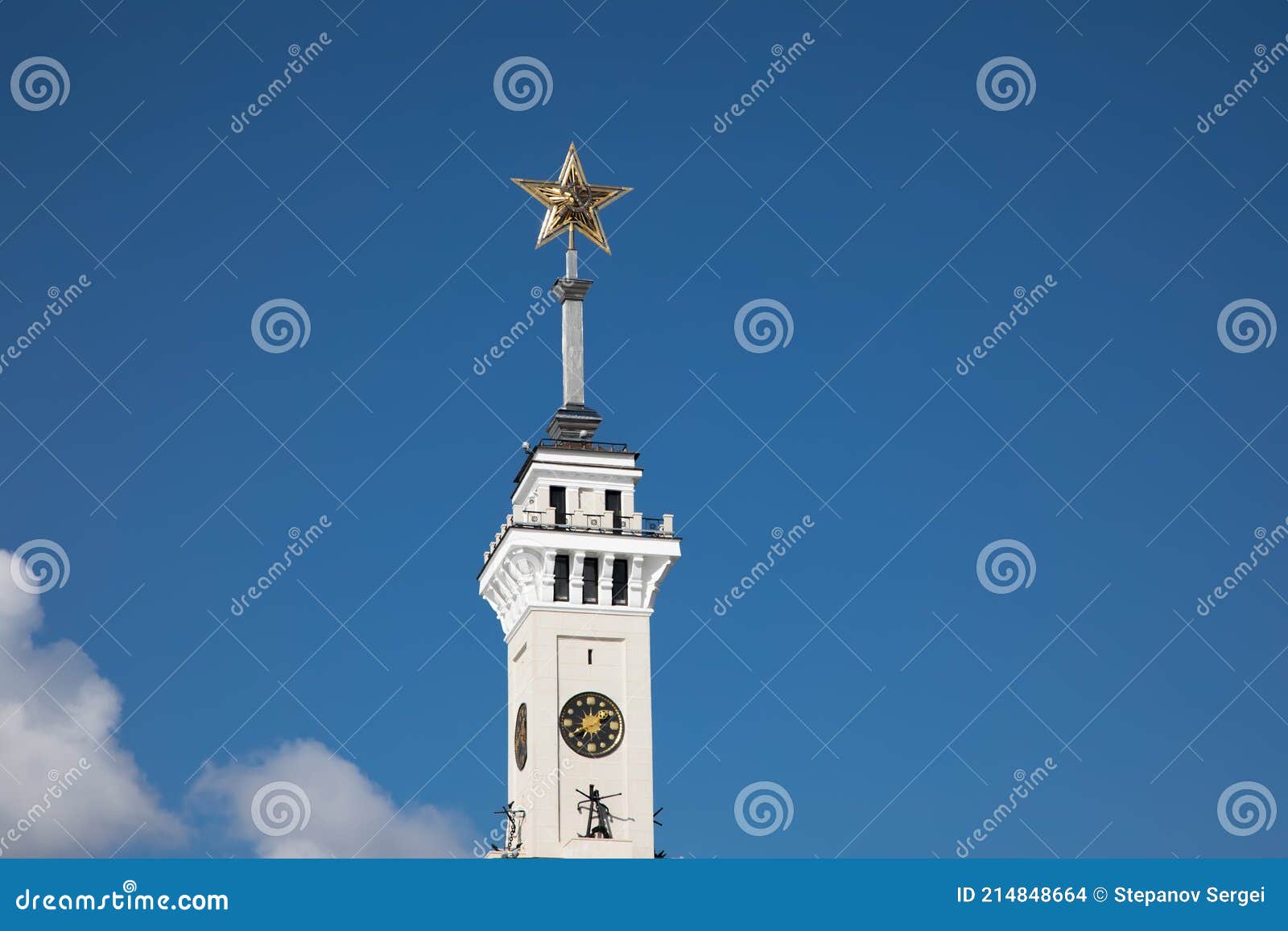 A Beautiful Tower with a Clock and a Star on the Spire. Stock Photo ...