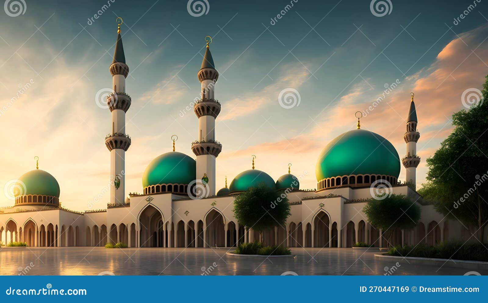 Beautiful Traditional Islamic Mosque Architecture Stock Illustration ...