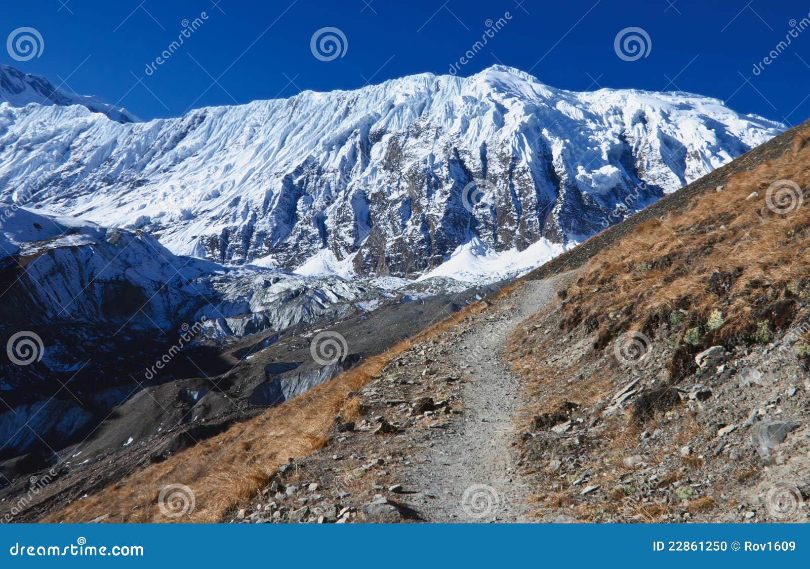 A Beautiful Trail To the Lake Tilicho in Nepal Stock Photo - Image of ...
