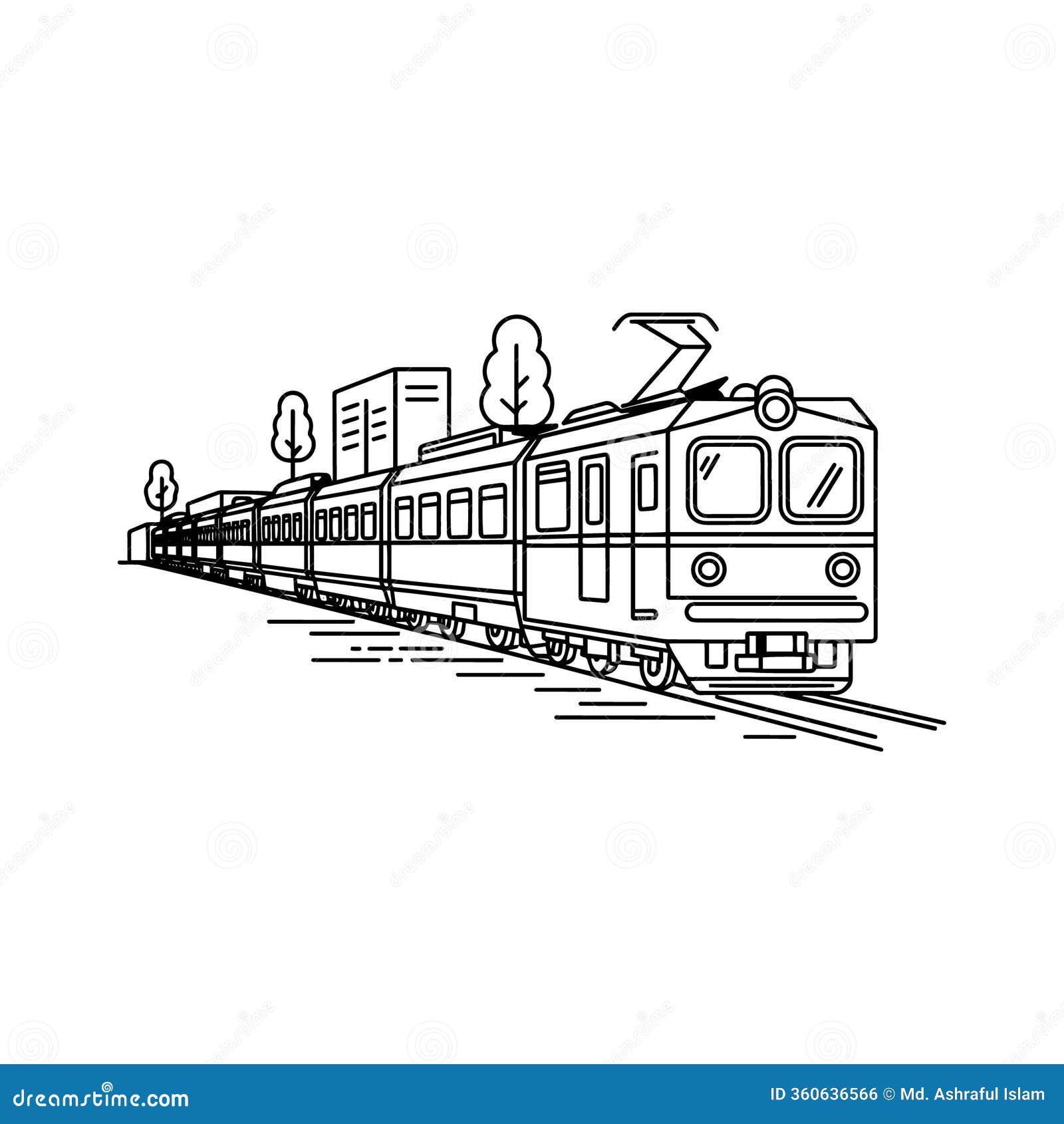 A Beautiful Train Line Art. Stock Vector - Illustration of vehicle ...