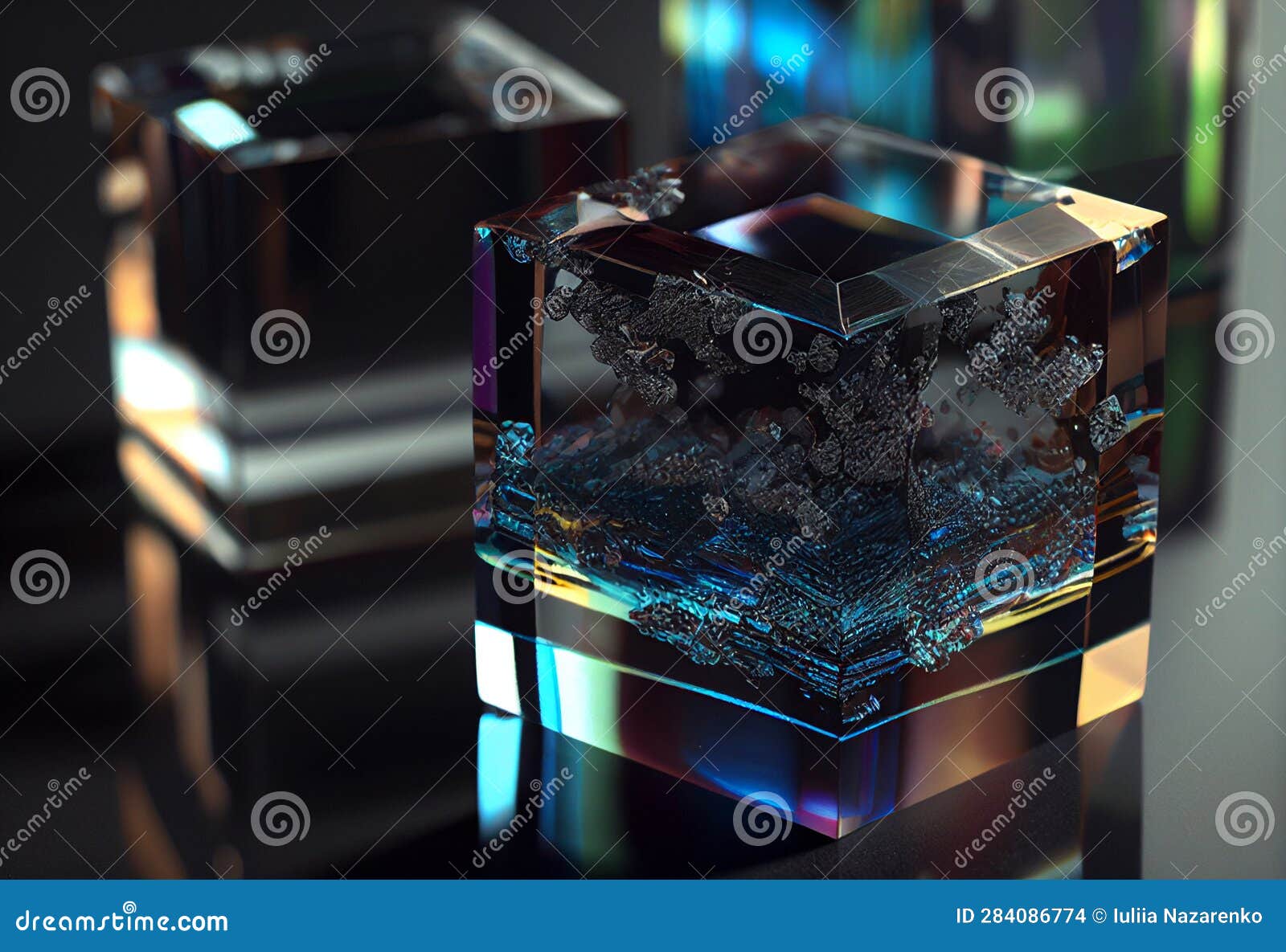 Beautiful Translucent Square Crystals Lie on the Table. AI Generated ...