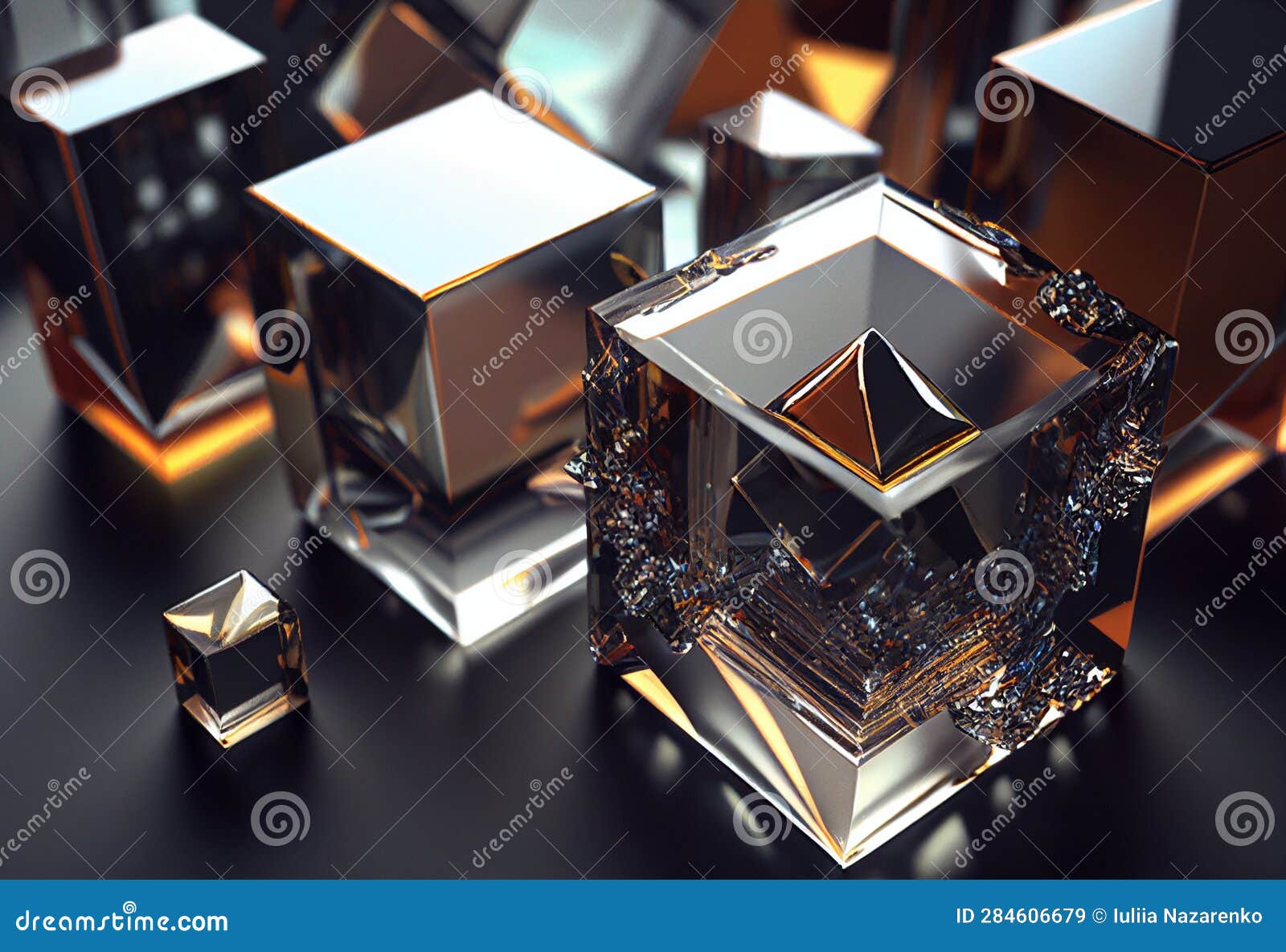 Beautiful Translucent Square Crystals Lie on the Table. AI Generated ...