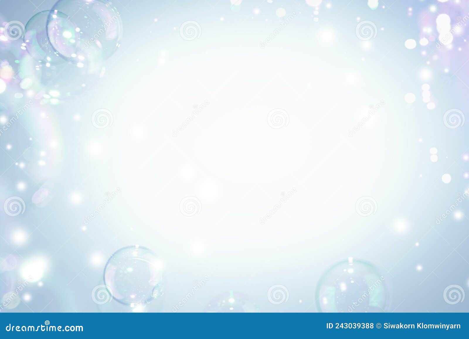 Beautiful Transparent Blue Soap Bubbles Frame on White Background. Stock Photo - Image of white ...