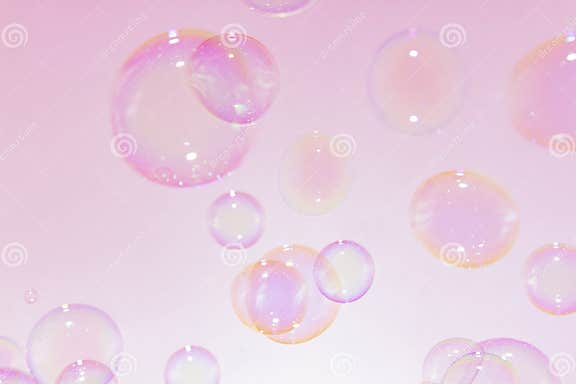 Beautiful Transparent Pink Soap Bubbles Float Background. Stock Photo ...