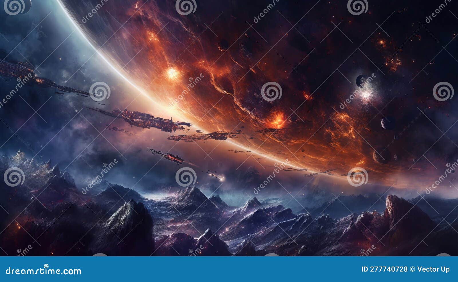 Beautiful Travel in Deep Space and Nebula. Generative AI Stock Photo ...