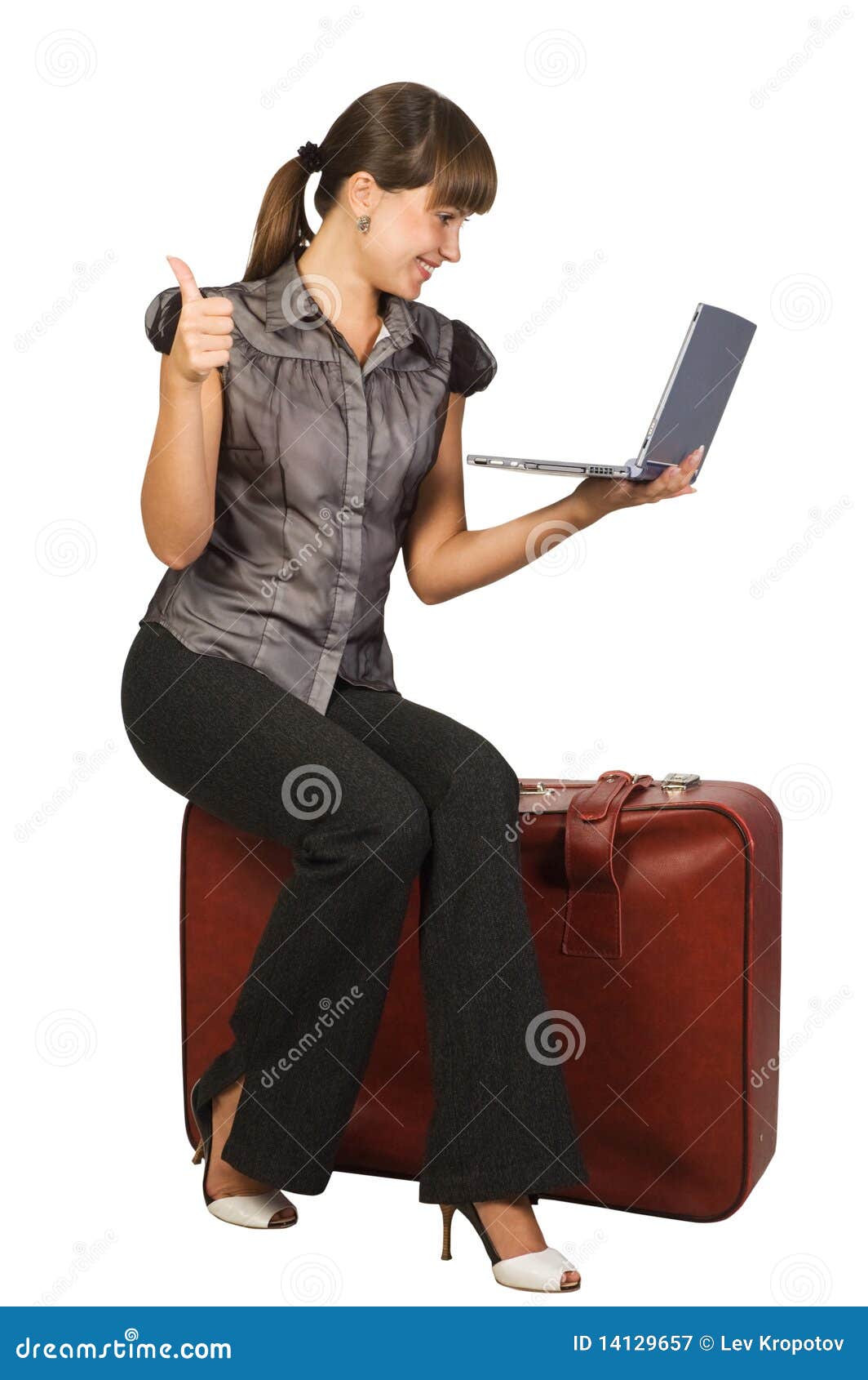 Beautiful traveller stock image. Image of work, mobile - 14129657