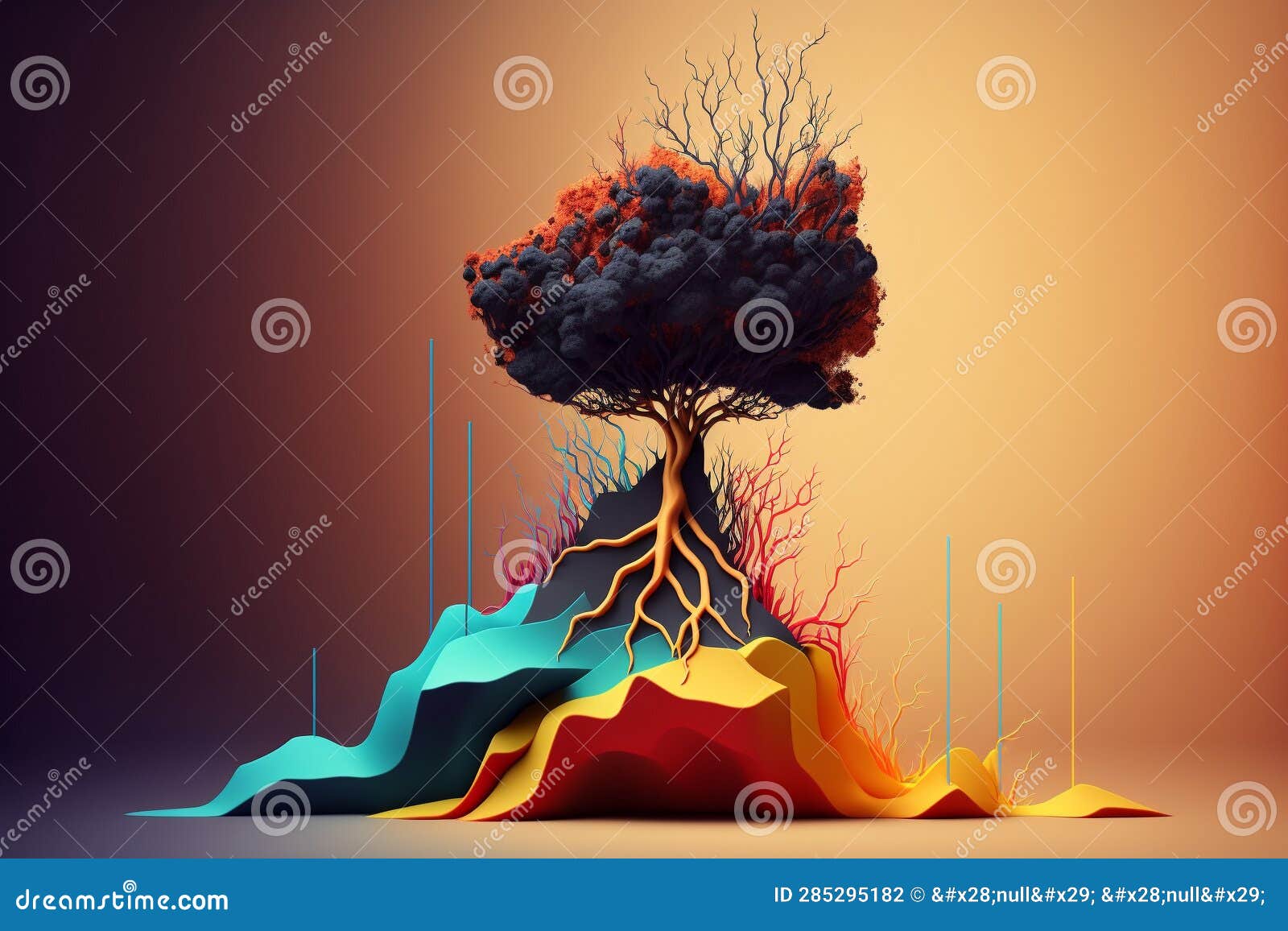 Beautiful Tree Artwork 3D Graph Rendering, Explodes Creativity Tree ...