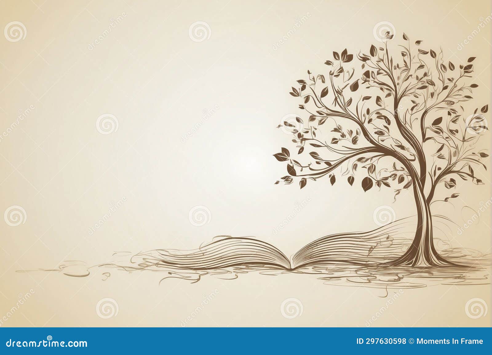 Beautiful Tree and Book on a Light Background Stock Illustration ...