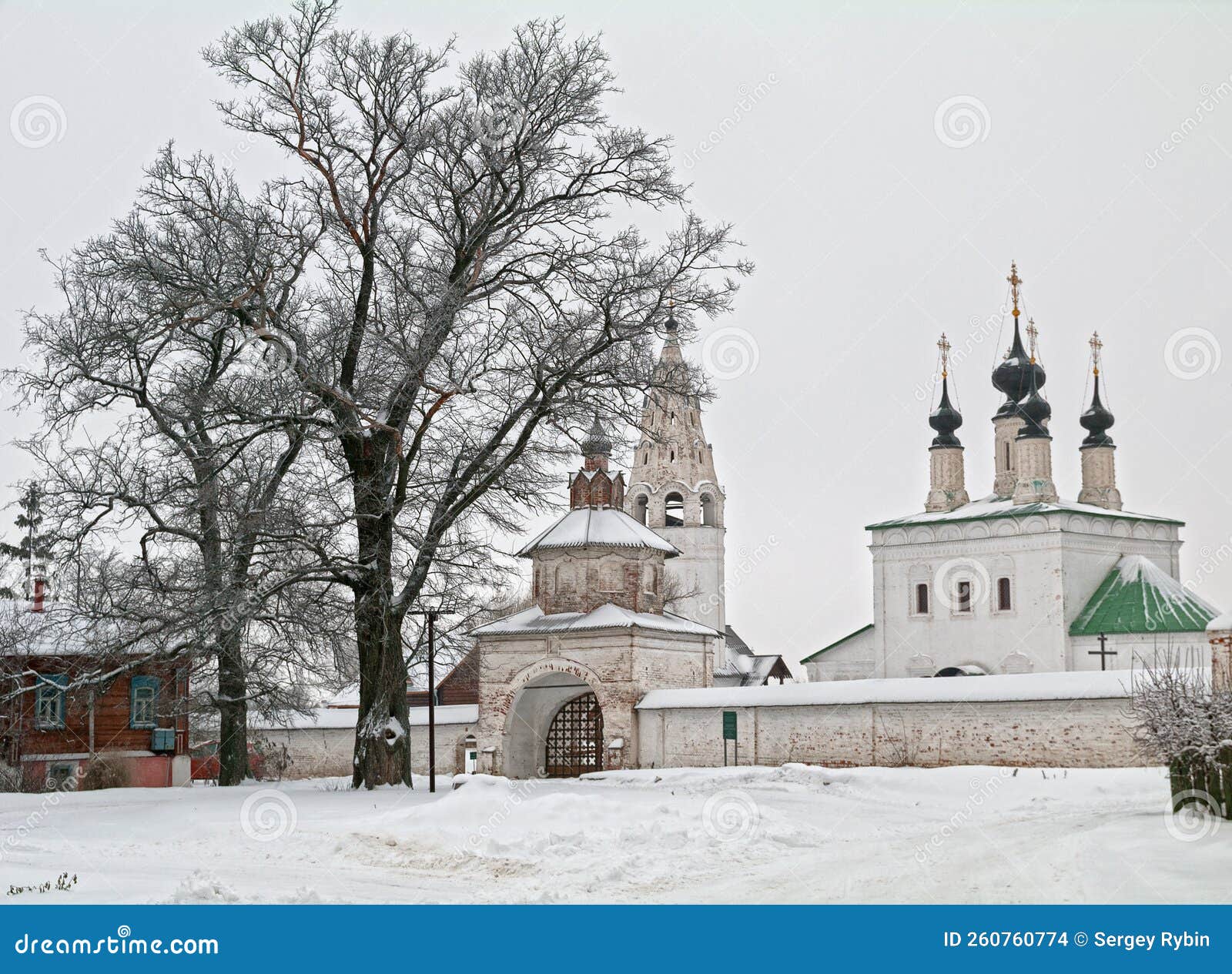 Beautiful Tree in Front of the Gates of the Orthodox Monastery Stock ...