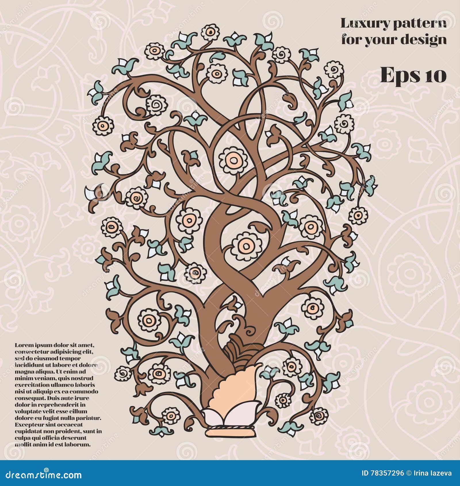 Beautiful Tree in Orient Medieval Style Stock Vector - Illustration of ...