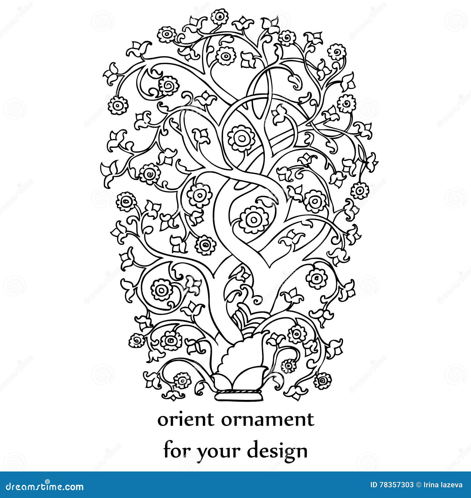 Beautiful Tree in Orient Medieval Style Stock Vector - Illustration of ...