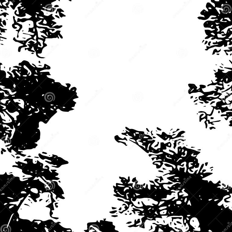 Beautiful Tree Shapes Using As a Border or Frame, Black and White Stock ...