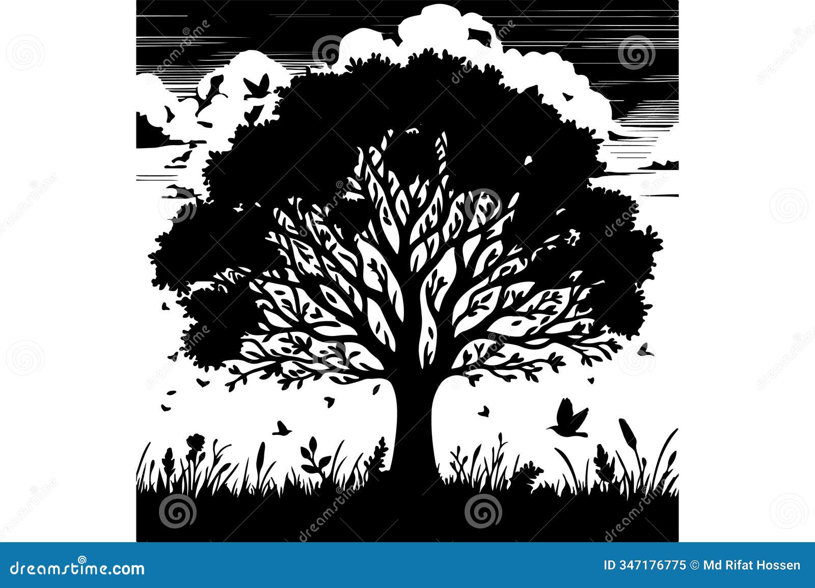Beautiful Tree Silhouette Illustration Stock Illustration ...