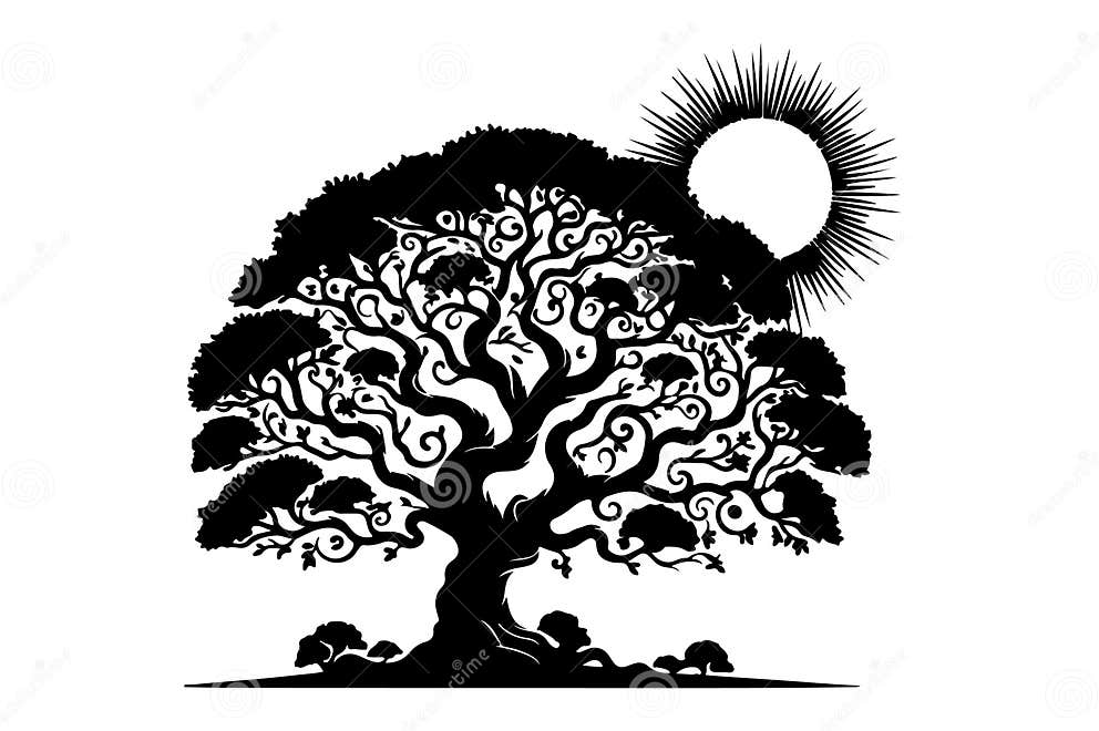 Beautiful Tree Silhouette Illustration Stock Illustration ...