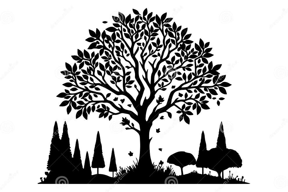 Beautiful Tree Silhouette Illustration Stock Illustration ...