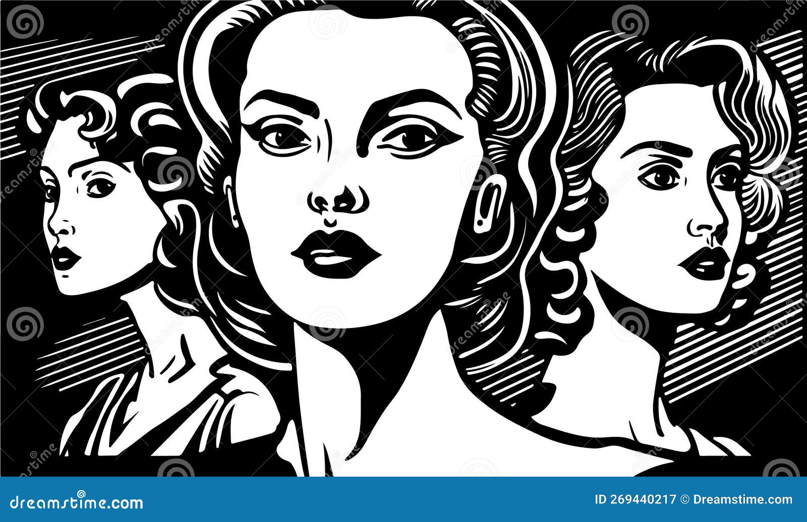 Beautiful And Trendy Black And White Linocut Pop Art Of A Caucasian