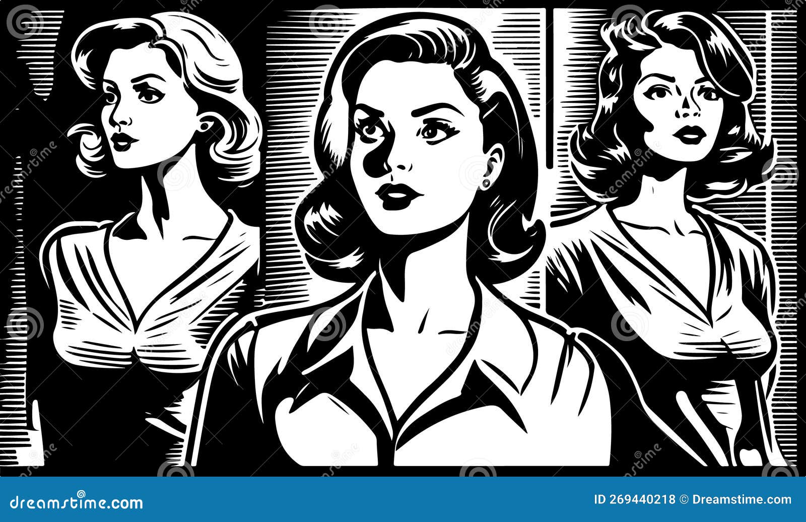 Beautiful And Trendy Black And White Linocut Pop Art Of A Caucasian