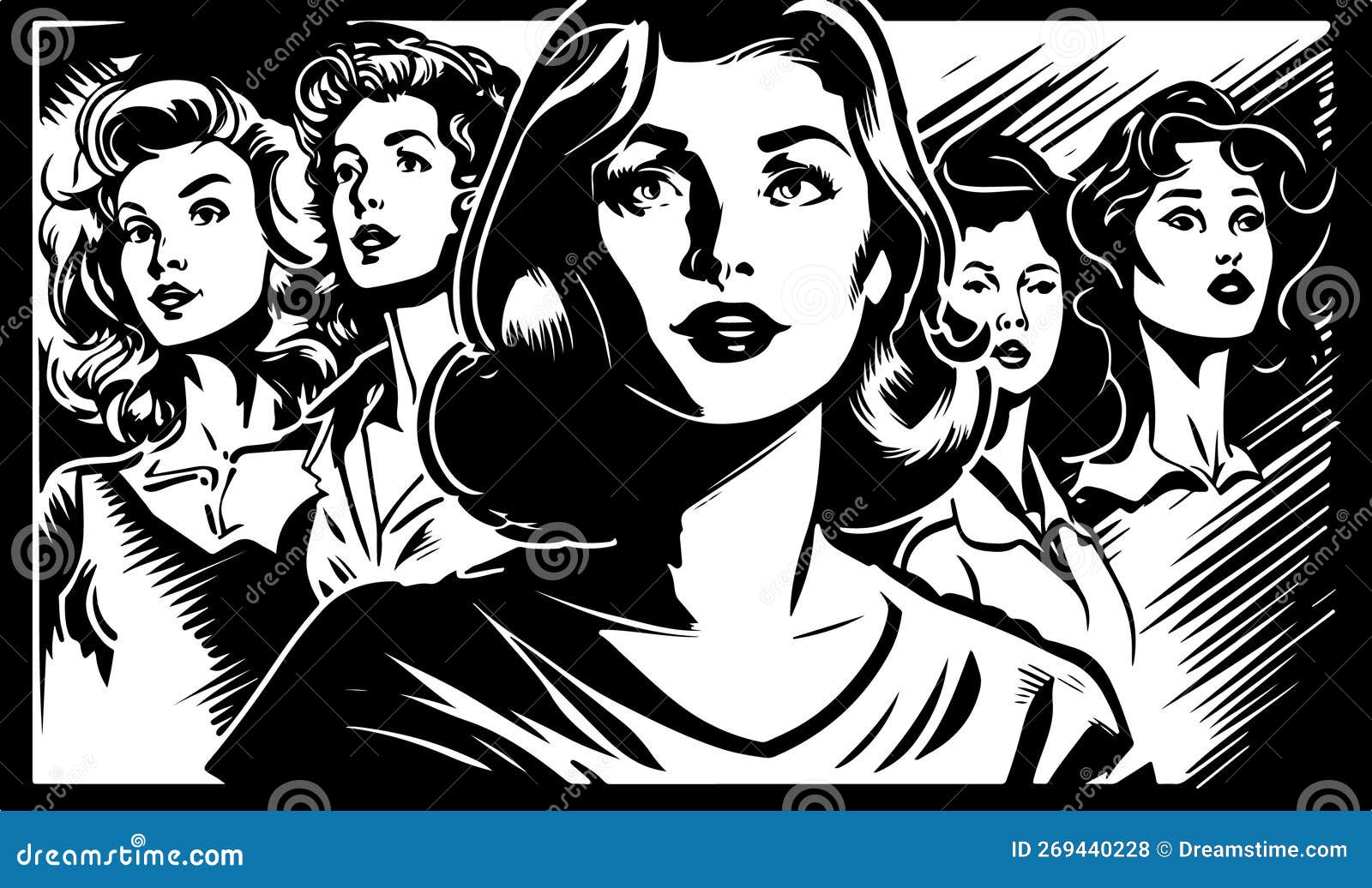 Beautiful And Trendy Black And White Linocut Pop Art Of A Caucasian