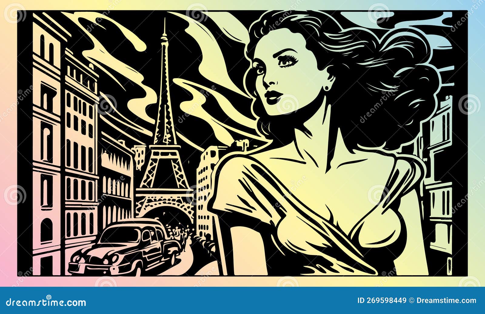 Beautiful And Trendy Black And White Pop Art Of A Women Stock Vector