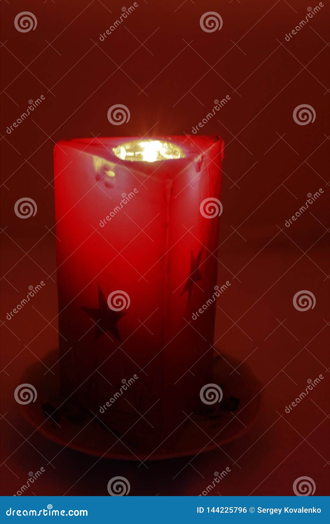 Beautiful Triangular Candle of Red Color. Stock Photo - Image of sides ...