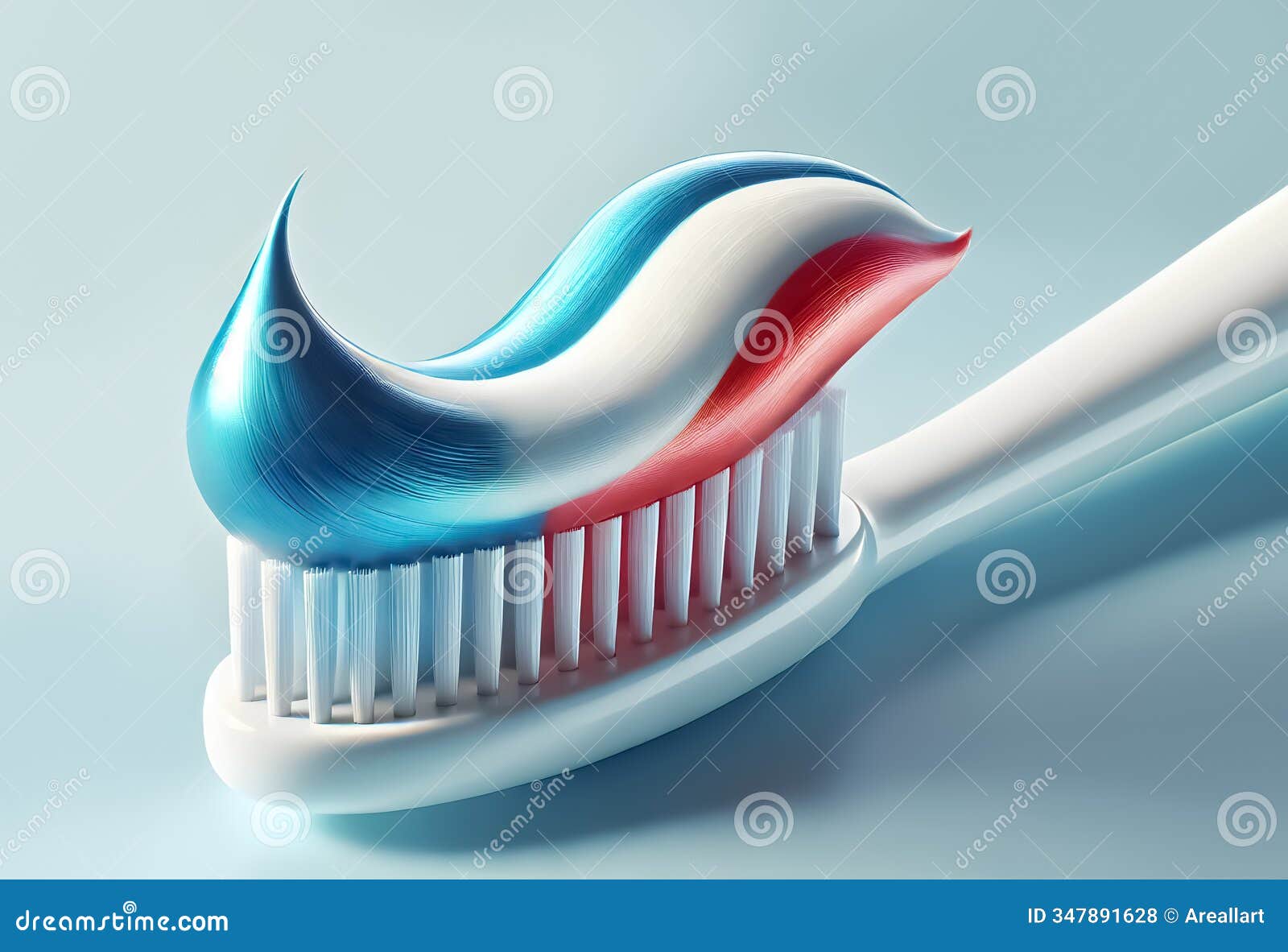 Beautiful Tricolored Toothpaste on a Toothbrush. Sample for Design ...