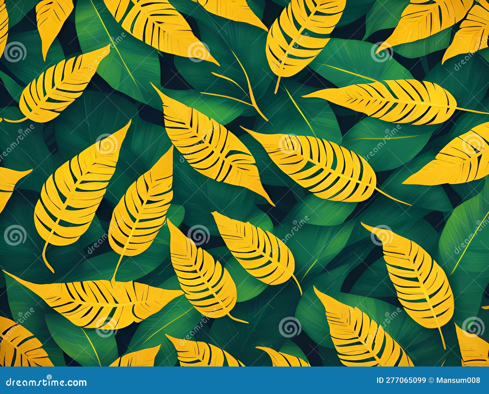 Beautiful Tropical Leaves Pattern for Background. Illustration, AI ...