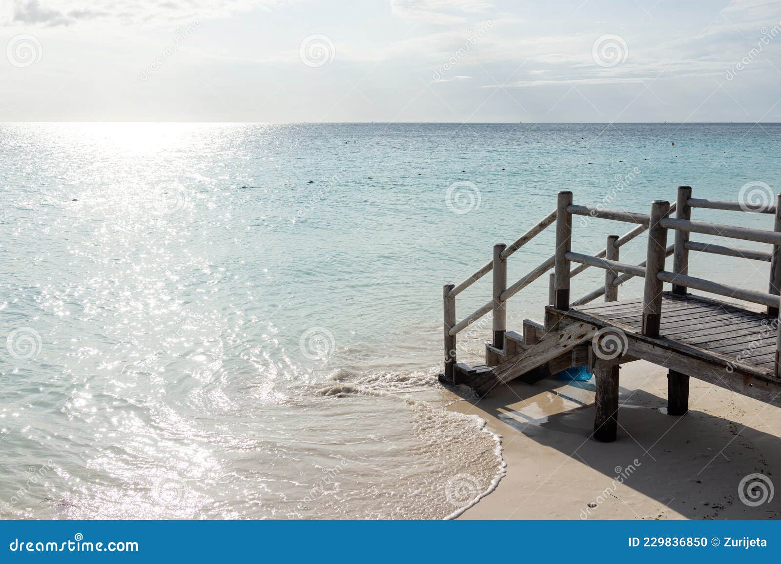 Beautiful Tropical Steps into Turquoise Sea Beach Water Stock Photo ...