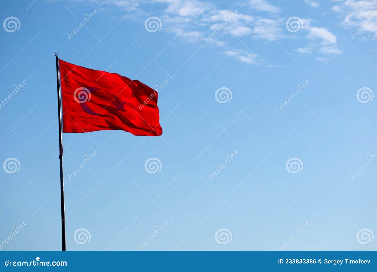 Beautiful Turkish Red Flag on the Blue Sky Background Stock Photo ...